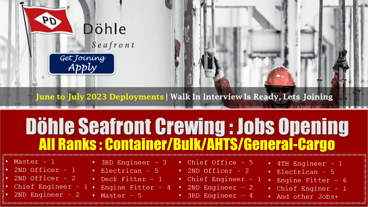 Seagoing Jobs 2023 : All Ranks | Döhle Seafront Crewing - SEAMAN APPLYAN